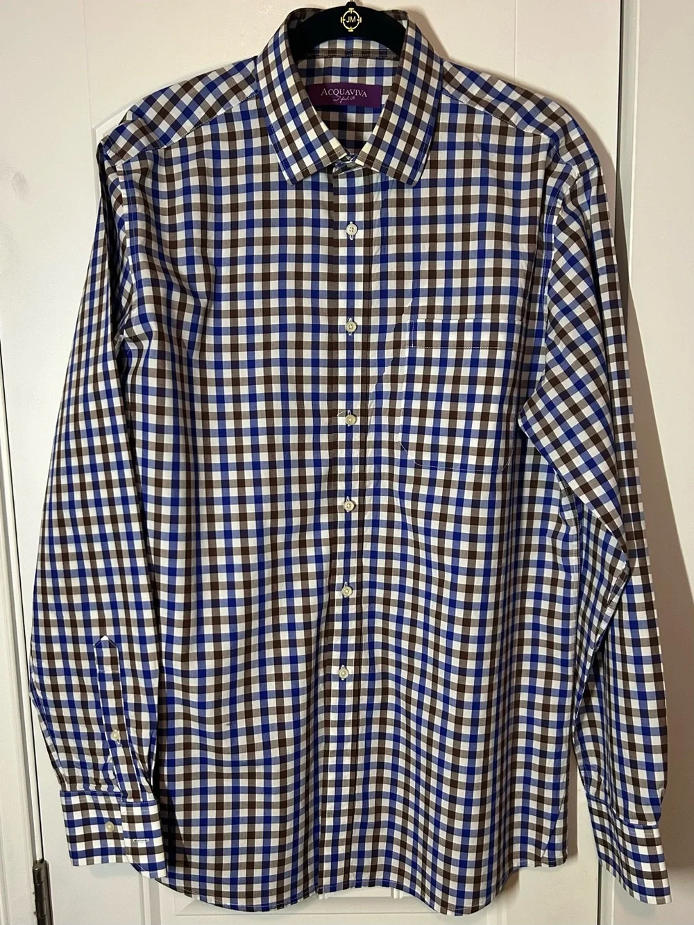 Acquaviva | Shirts | Mens Blue And Brown Checked Dress Shirt | Poshmark